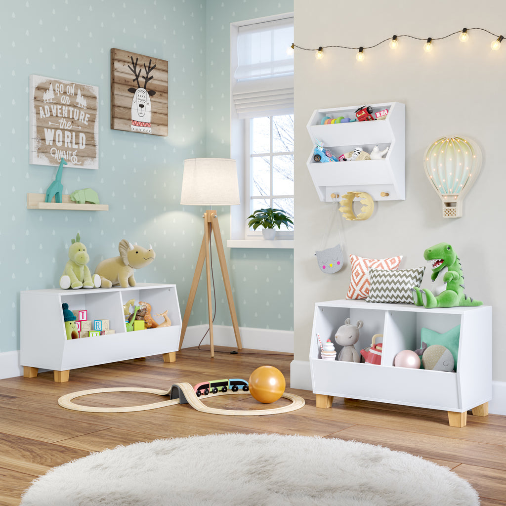 Kids Catch-All Wall Shelf with Hooks – RiverRidge® Home