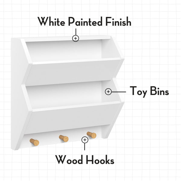 Kids Catch-All Wall Shelf with Hooks – RiverRidge® Home
