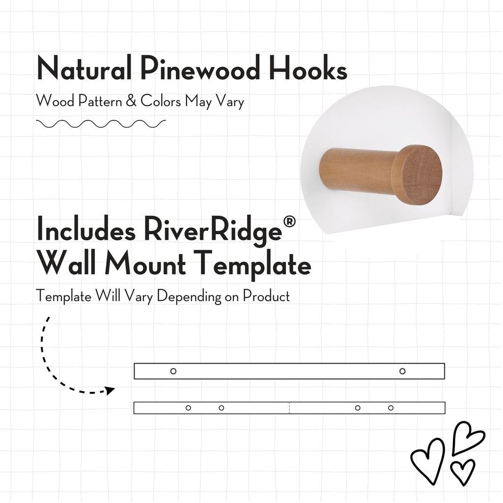 Kids Catch-All Wall Shelf with Hooks – RiverRidge® Home
