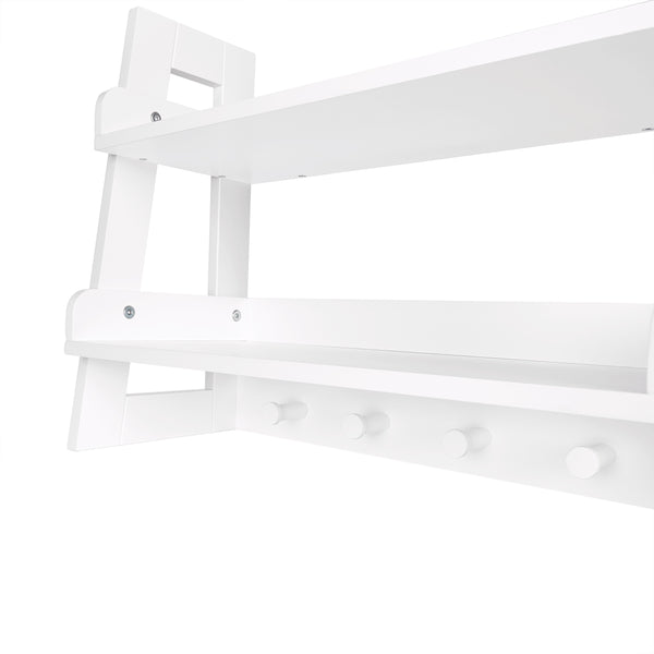 Kids 2-Tier Ladder Wall Shelf with Hooks – RiverRidge® Home