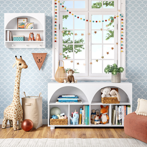 Kids Curve Appeal Wall Shelf with 3 Hooks – RiverRidge® Home