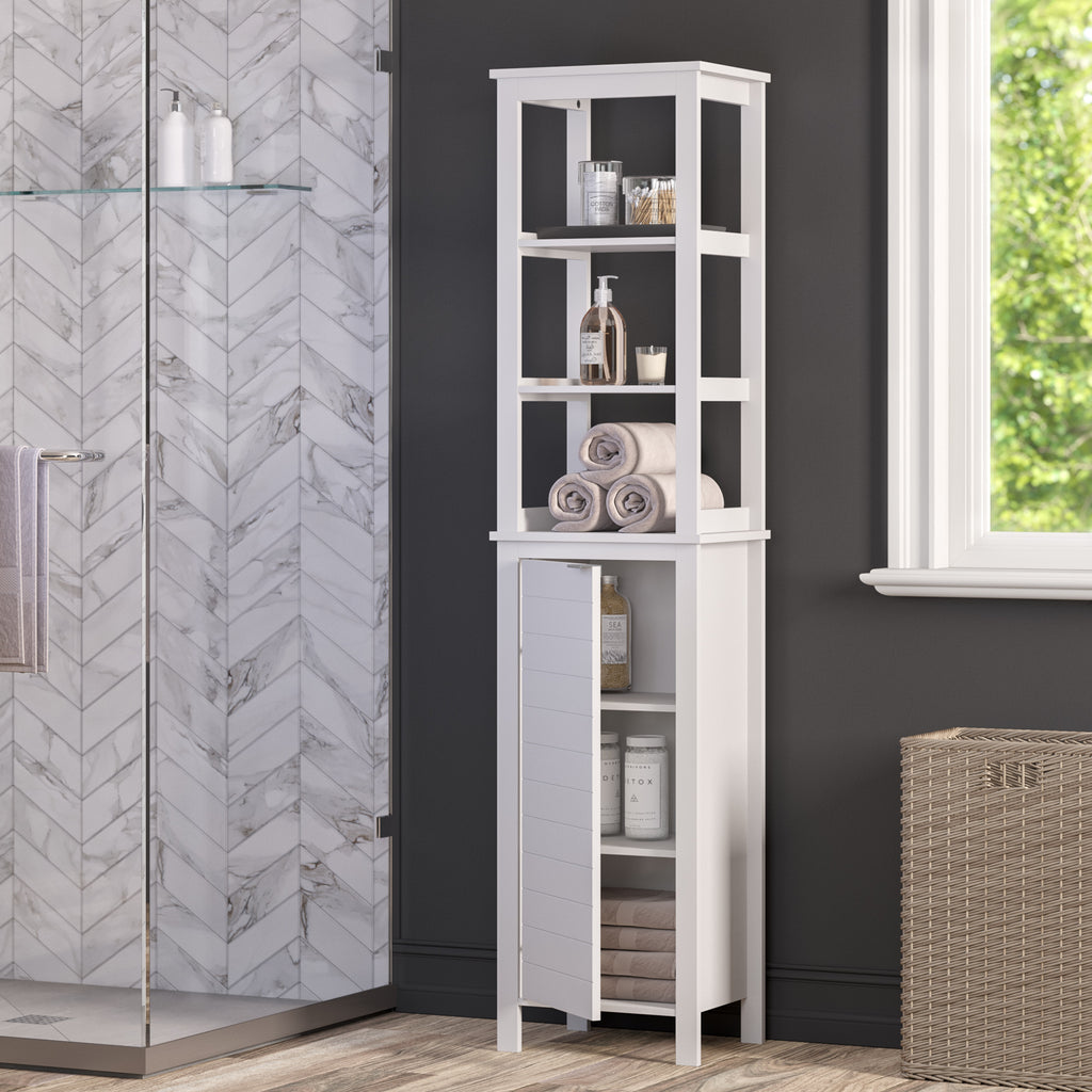 Madison Linen Tower with Open Shelves – RiverRidge® Home