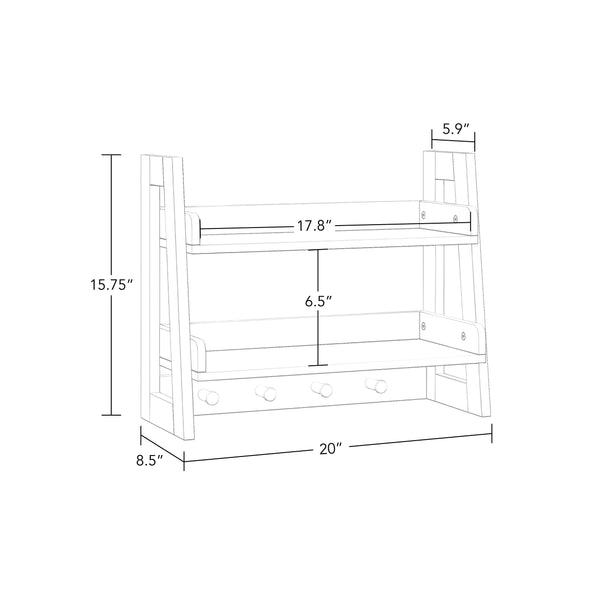 Amery 2-Tier Ladder Wall Shelf with Hooks – RiverRidge® Home