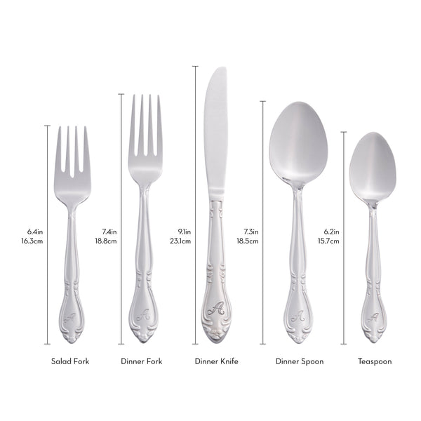 46-Piece Personalized Flatware - Rose Pattern – RiverRidge® Home